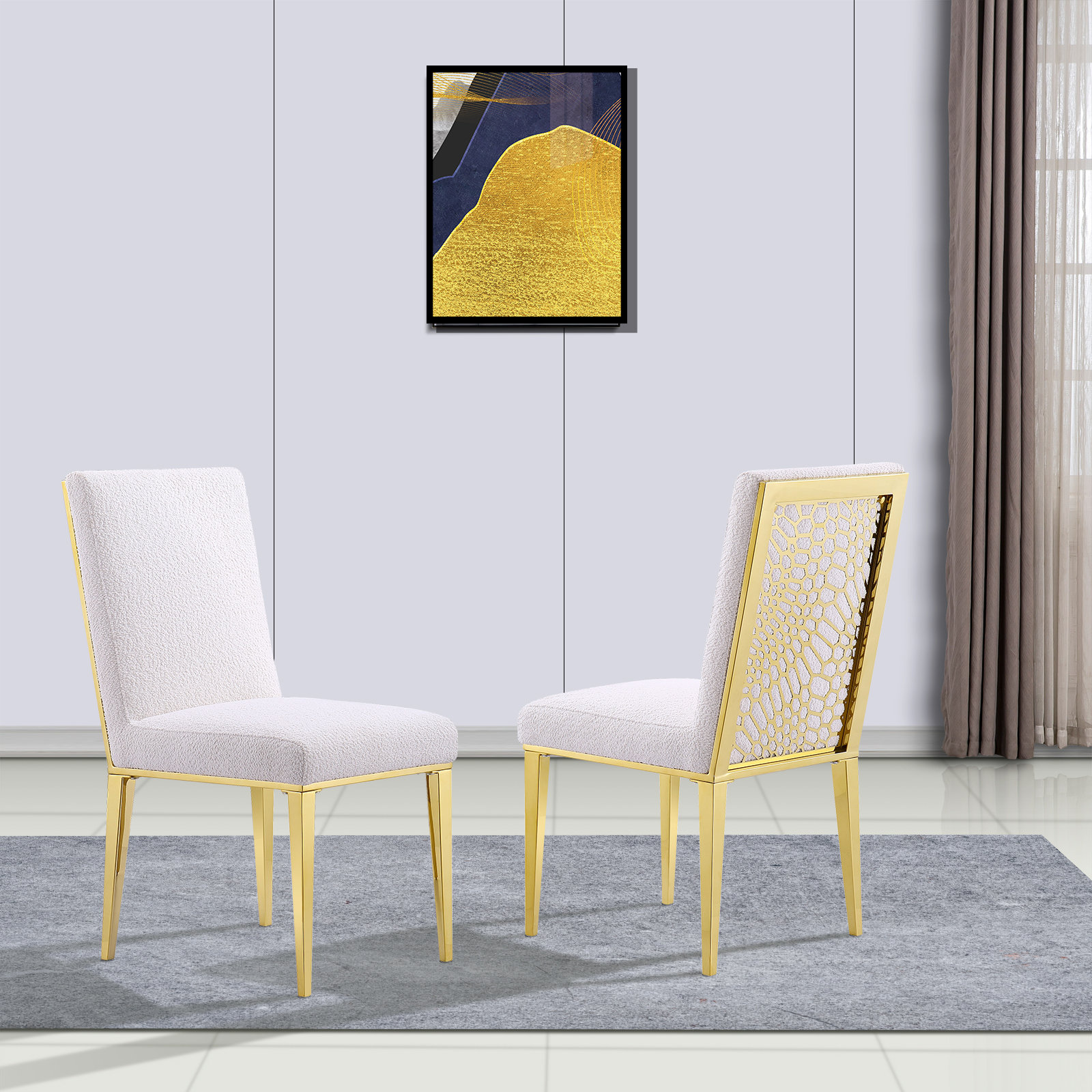 Everly Quinn Dining Chairs with Gold Mirror Stainless Steel Legs | Wayfair