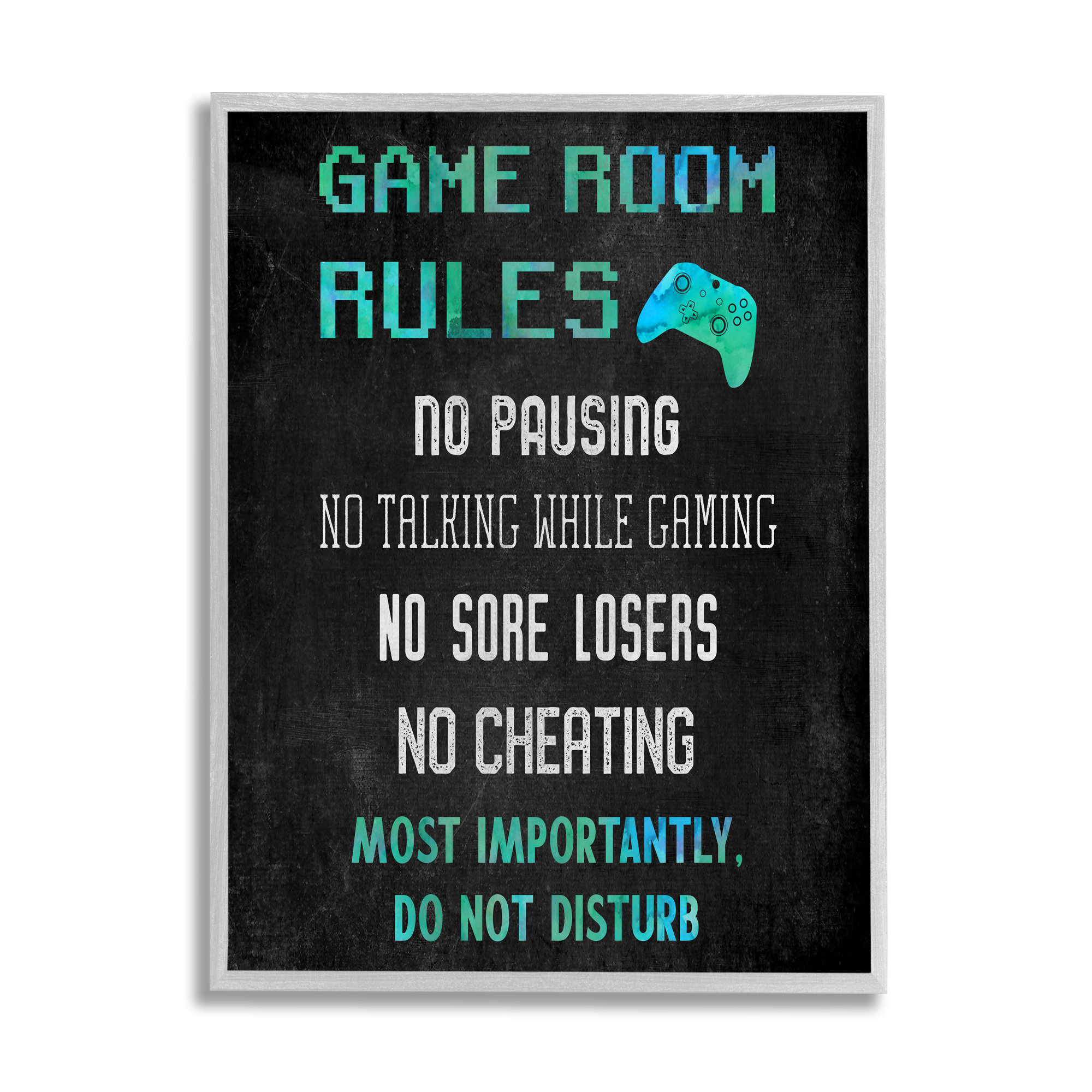 Stupell Industries Vintage Game Room Rules Floater Frame Print on ...