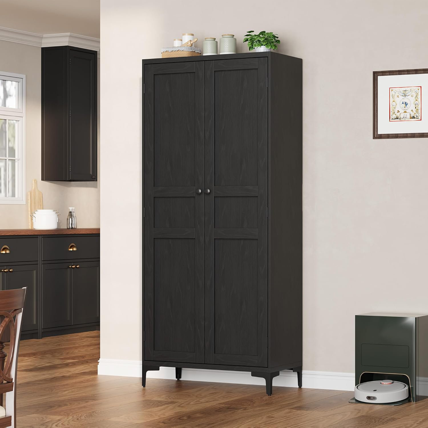 Winston Porter Junito 63 Inch Tall Storage Cabinet, Kitchen Pantry ...