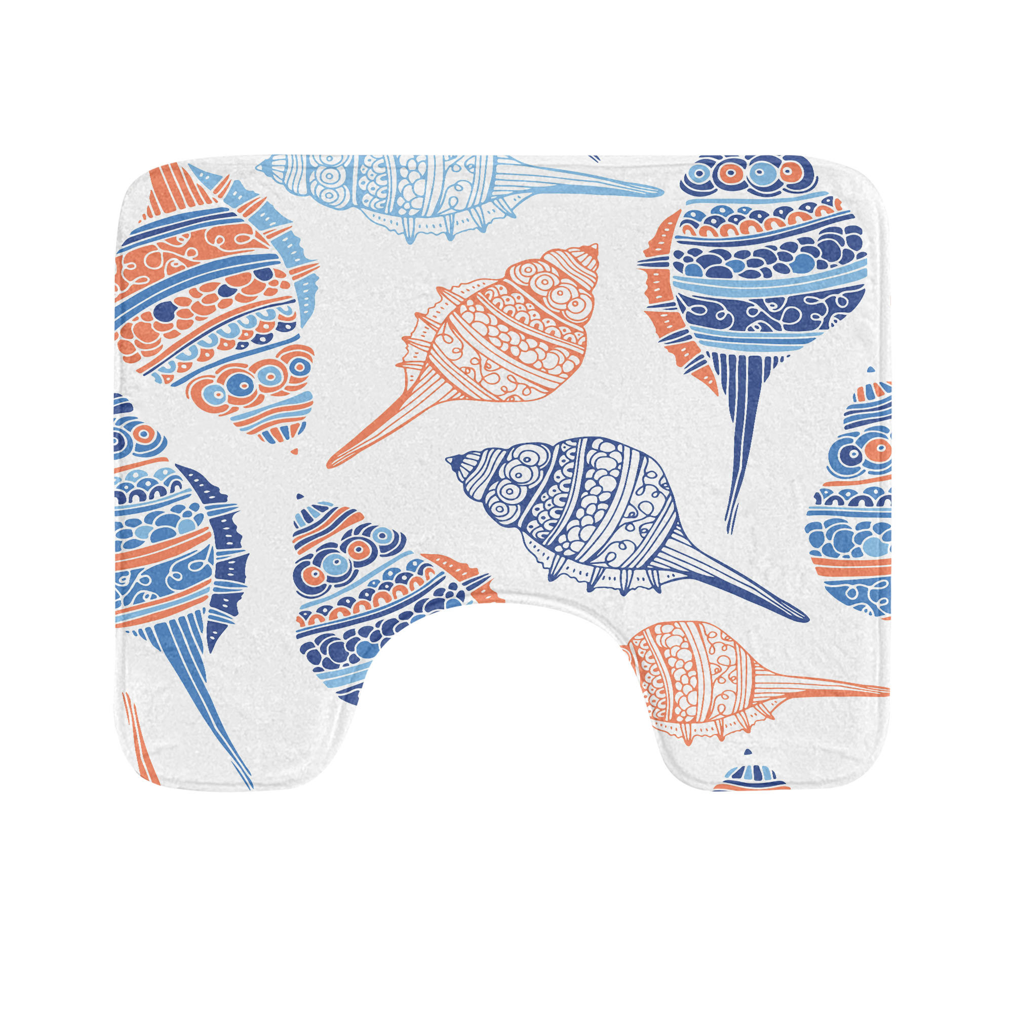 Highland Dunes Seashell Toilet Mat U-Shape Bathroom Rug 20" Blue White ...