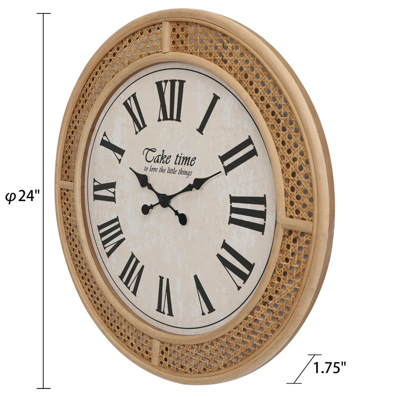 Bay Isle Home™ 24'' Rattan Round Wall Clock | Wayfair