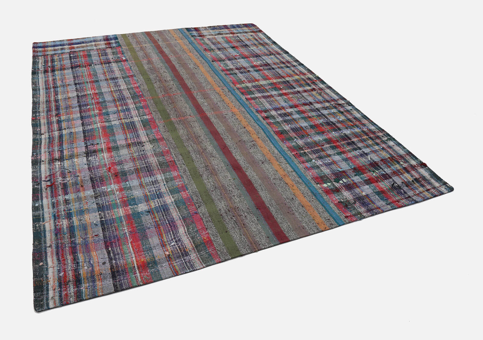 Aegean House Kırk Yama Grey Patchwork Wool Handmade Area Rug | Wayfair