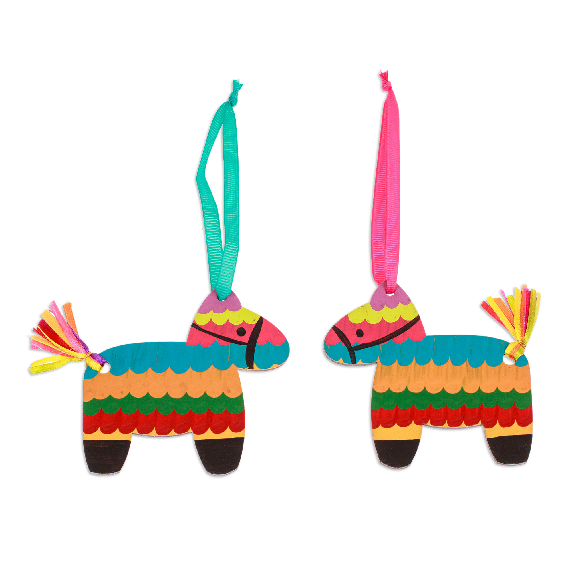 The Holiday Aisle® Handmade Vivacious Donkey Wood Ornaments (Pair ...