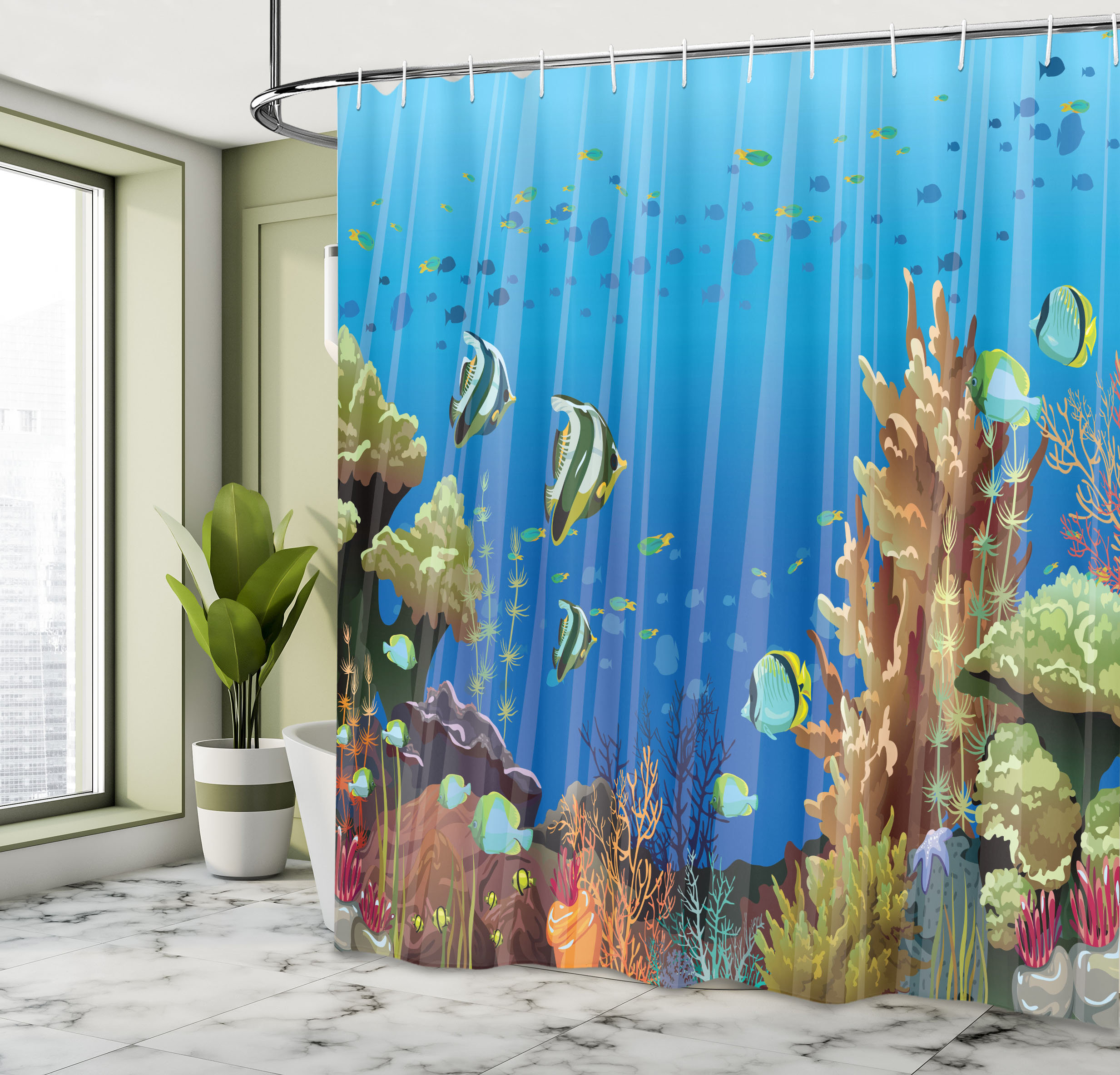 Latitude Run® Marine Shower Curtain Underwater World Exotic | Wayfair