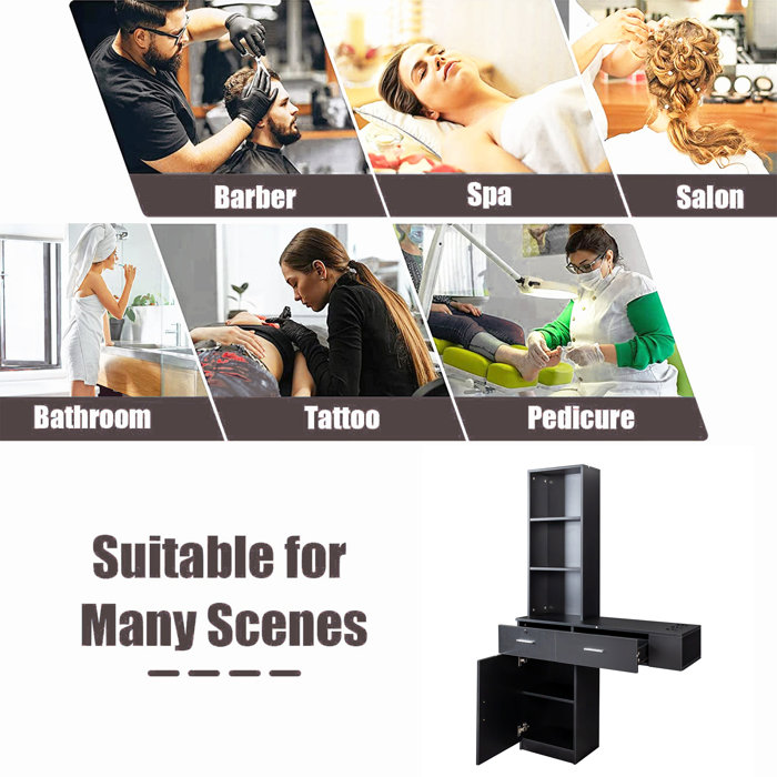 Latitude Run® Brizeyda Wall-Mount Makeup Vanity Dressing Table with ...