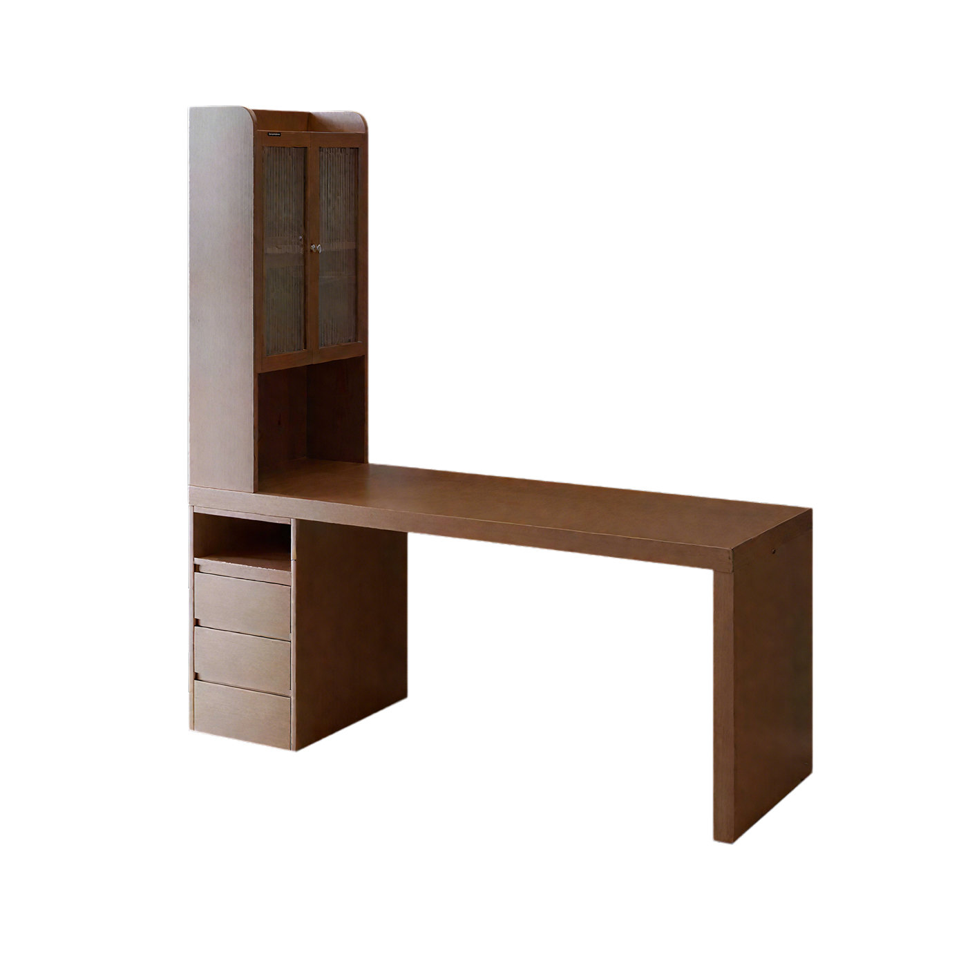 Wildon Home® Brown Rectangular Solid Wood Pine Writing Desk,3-drawer ...