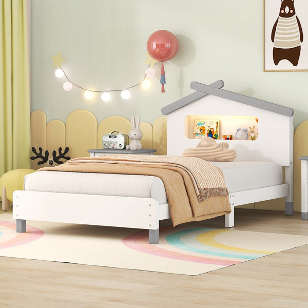 Red Barrel Studio® Lit plateforme simple en bois avec tête de lit en ...