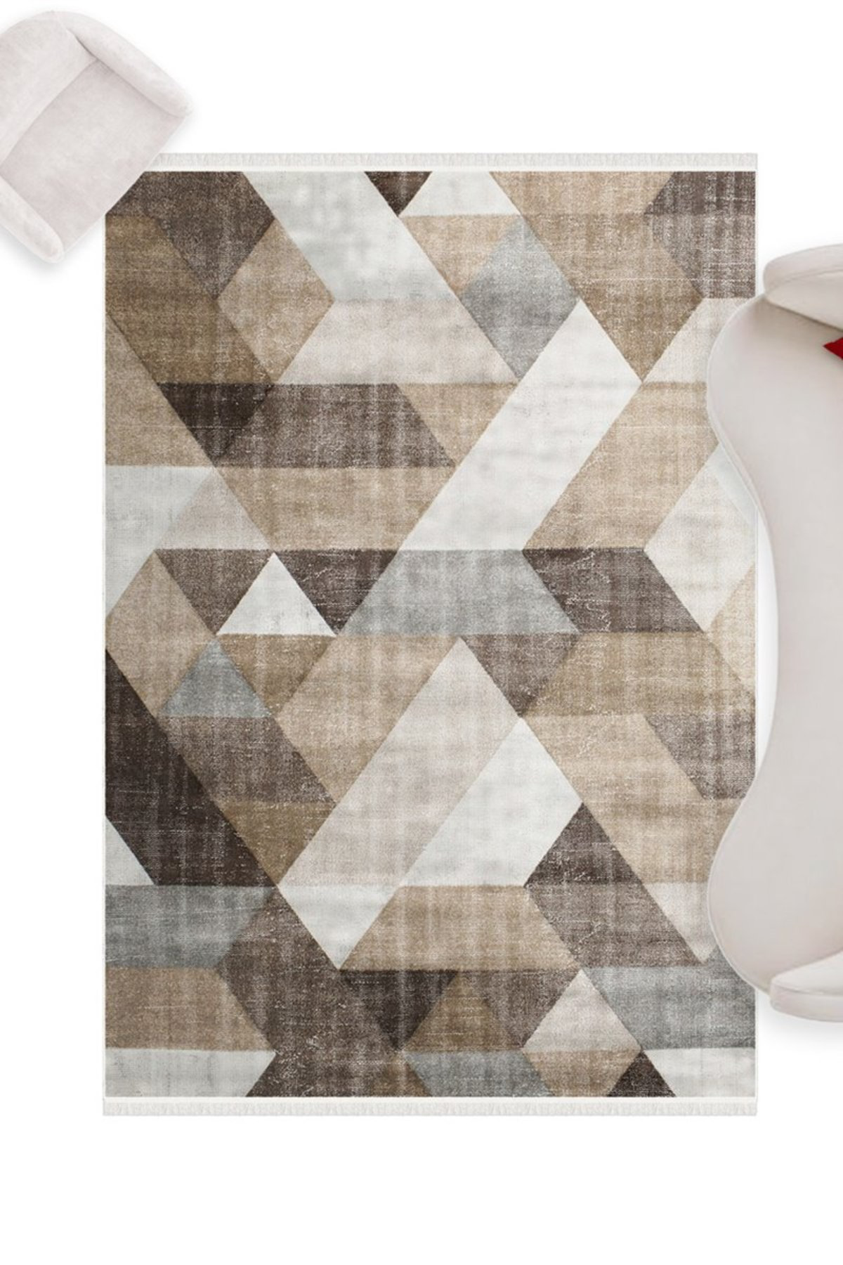 Rugpera Calidiya Brown And Cream And Beige Color Geometric Design ...