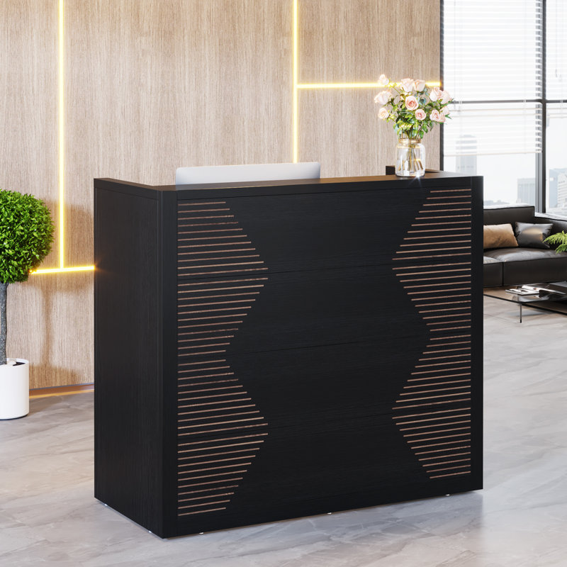 Wade Logan® Breiann Rectangular Manufactured Wood Reception Desk ...