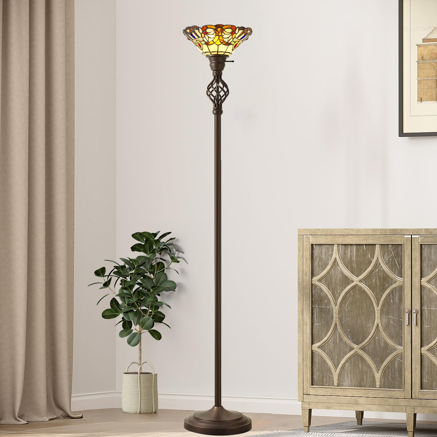 Bloomsbury Market Tiffany Floor Lamp Torchiere Floor Lamp | Wayfair