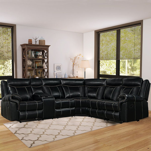 Hokku Designs Jevita Vegan Leather Reclining Sectional | Wayfair