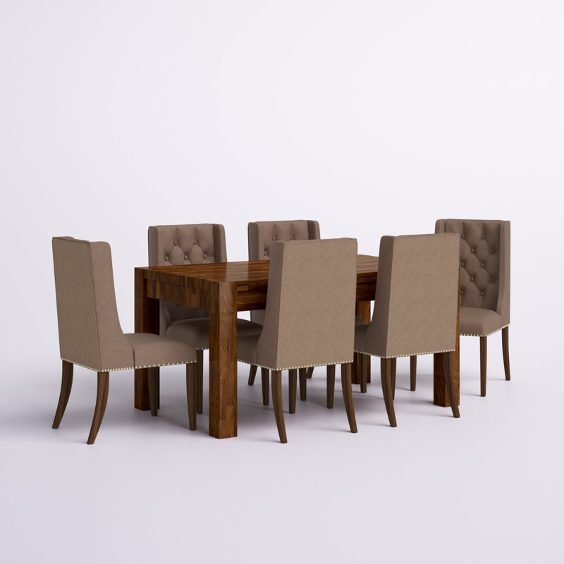 Three Posts™ Geib Rubberwood Dining Table Set - Parsons Chairs with ...
