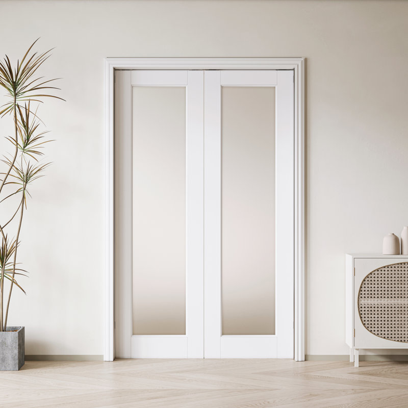 ARK DESIGN Frosted Glass 1-Lite Sliding Pocket Door White Standard Door ...