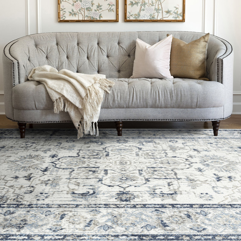 Mistana™ Cropsey Performance Cream/Blue/Gray Rug | Wayfair