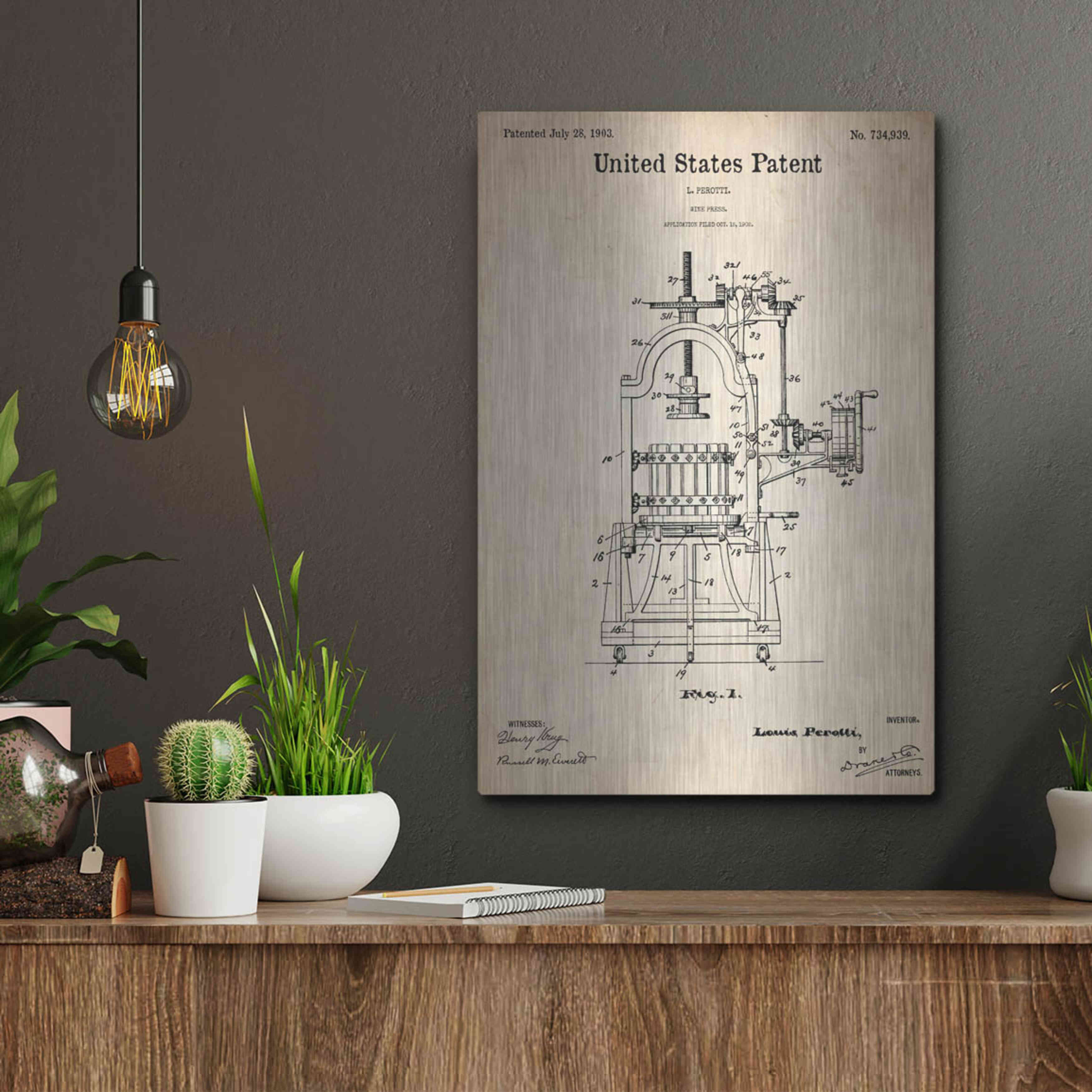 Williston Forge " Wine Press Blueprint Patent Parchment, " by Patents ...