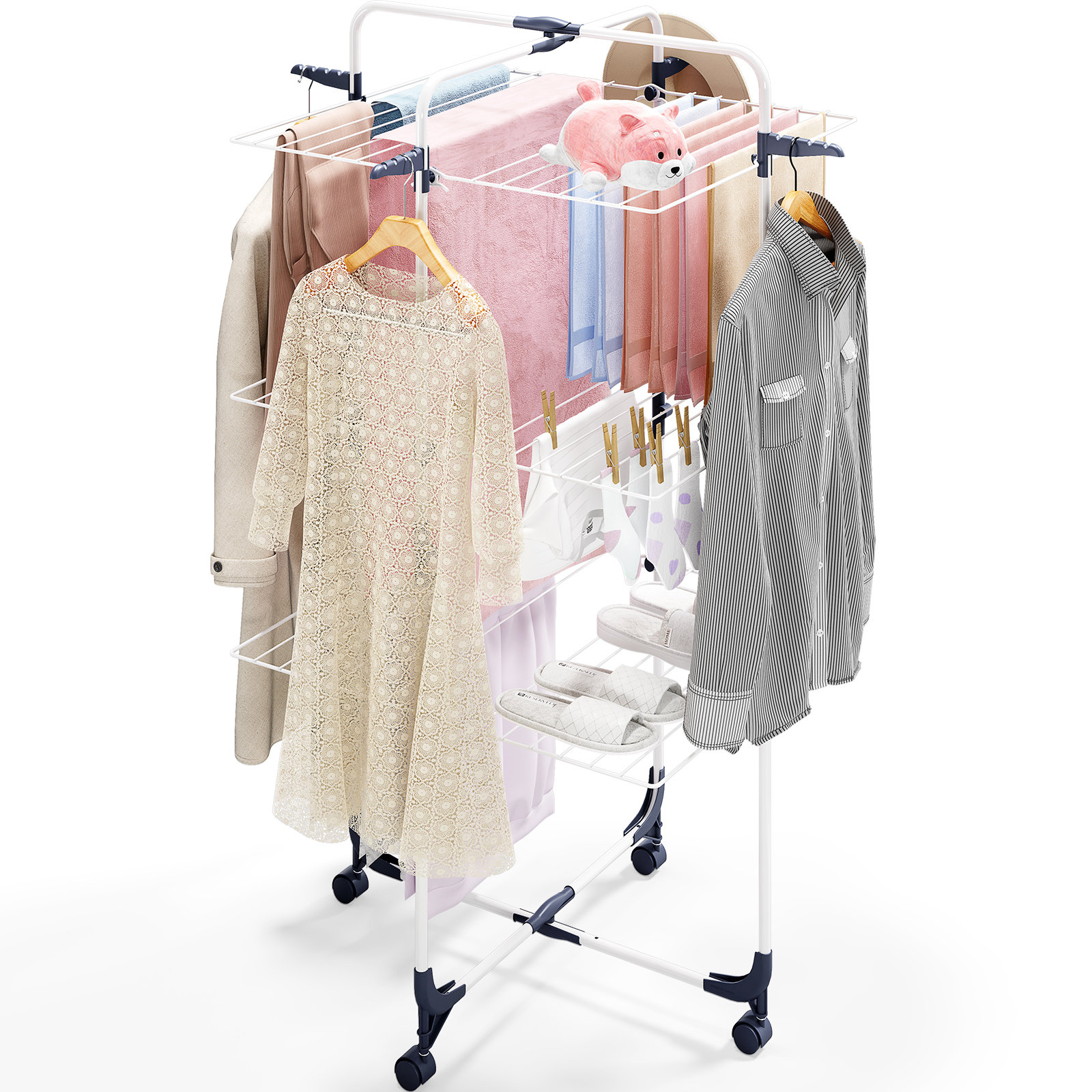 Rebrilliant Metal Folding Clothes Drying Rack,Large Capacity Laundry ...