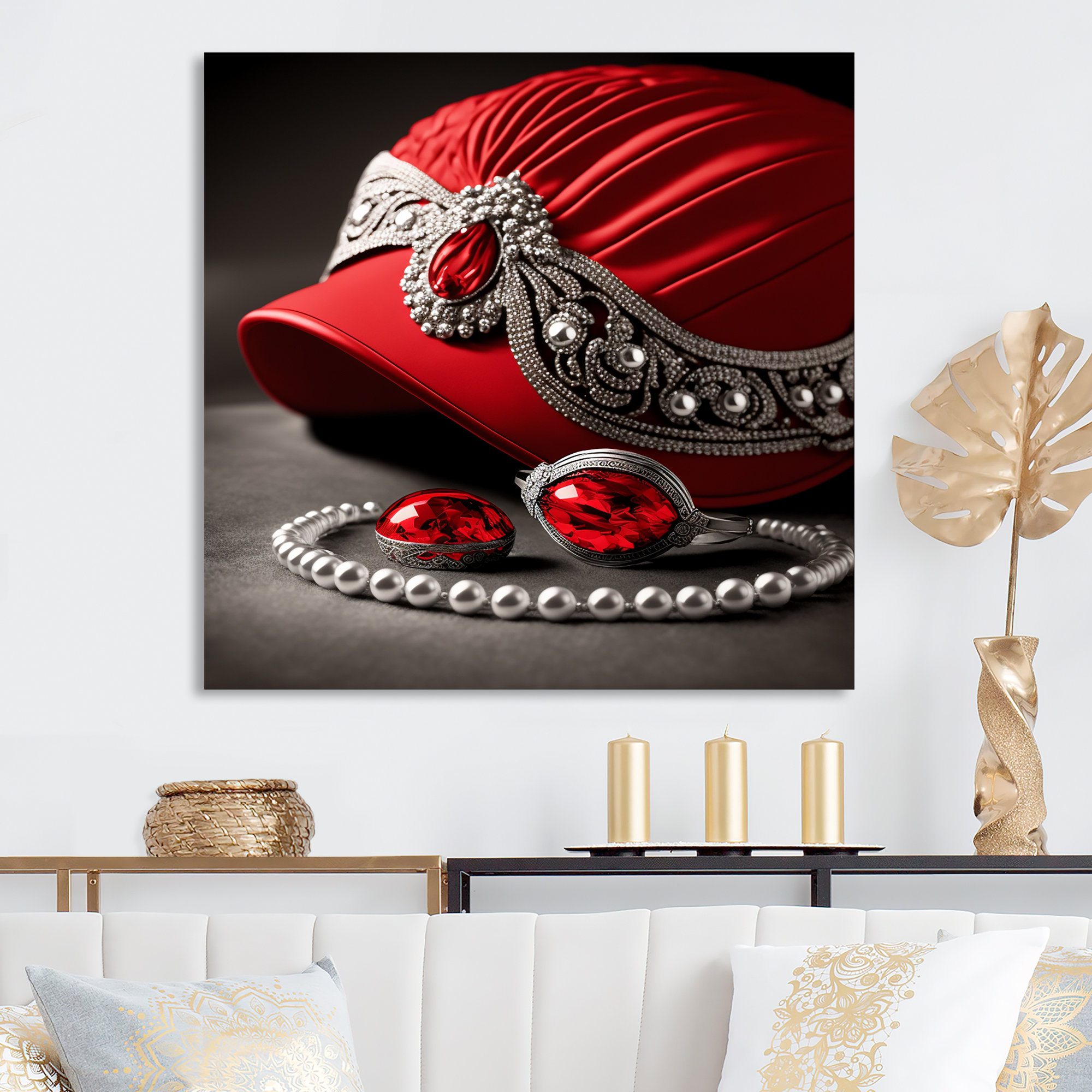 Latitude Run® Vintage Glam Red Hat - Print on Canvas | Wayfair