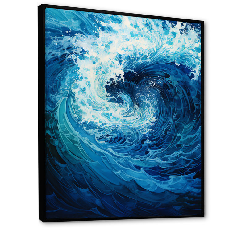 DesignArt Tidal Twist Wave Vortex Framed On Canvas Print | Wayfair