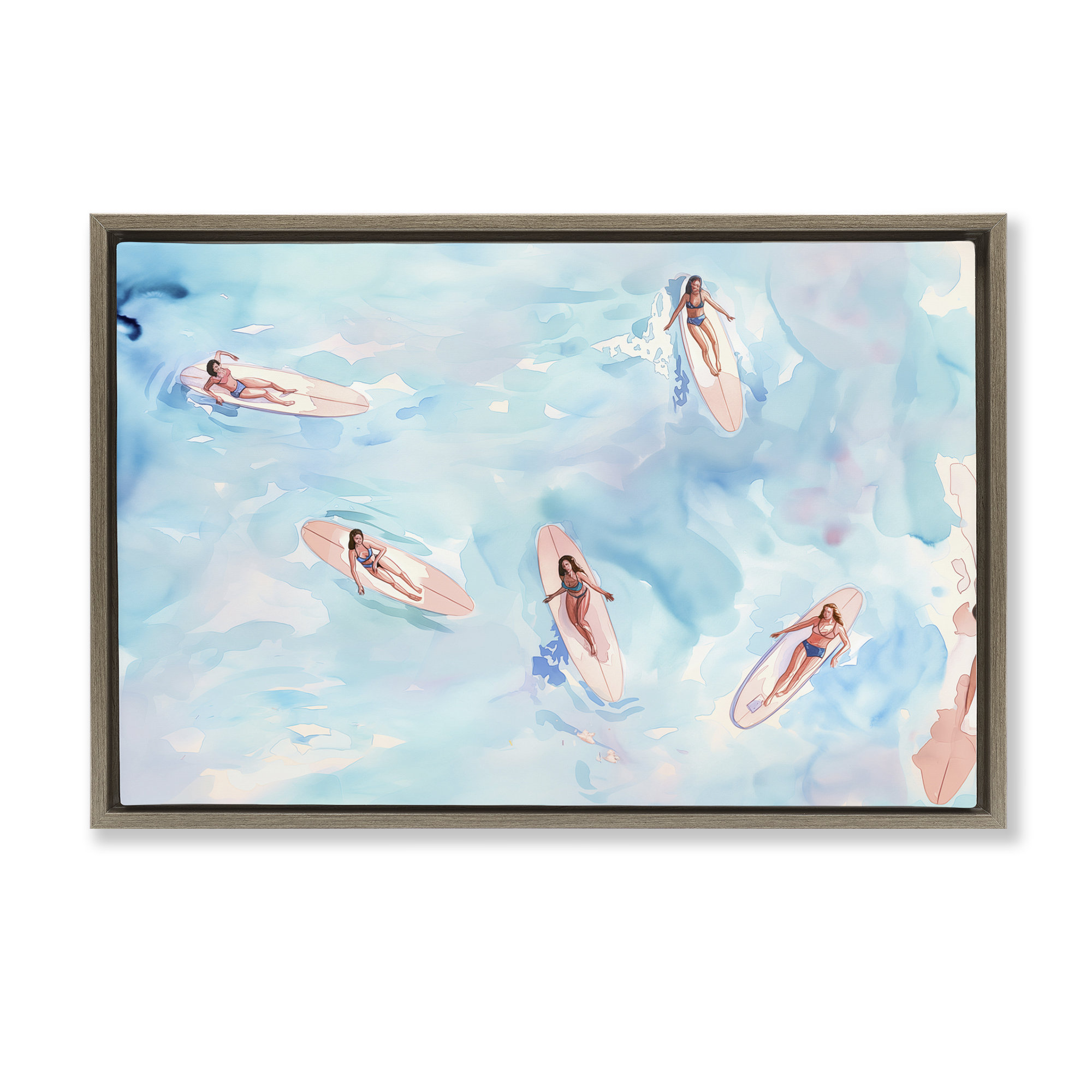 Beachcrest Home™ Surfer Girls on Sea Framed Floater Canvas by Arlington ...