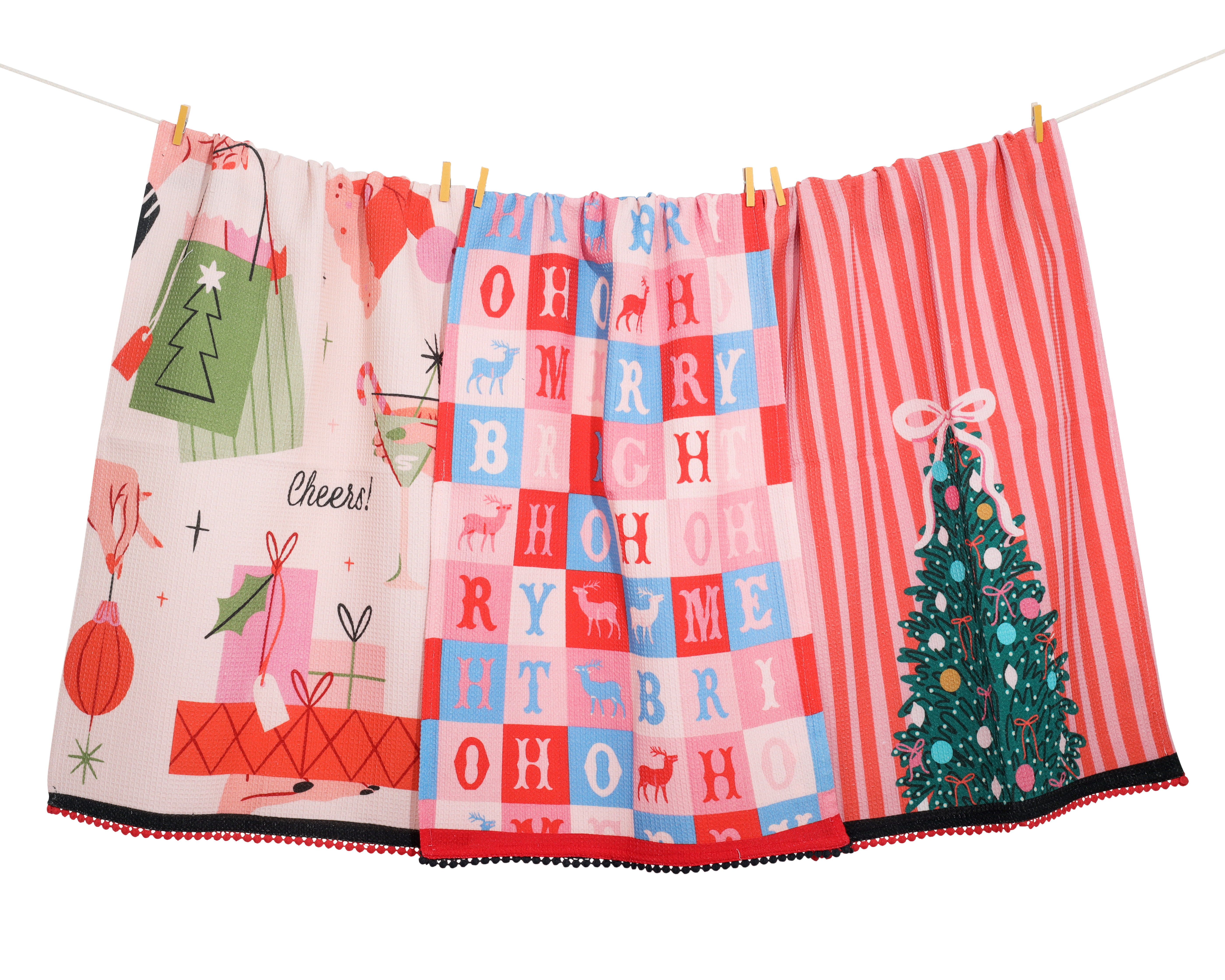 Corrigan Studio® Merry & Bright Modern Holiday Kitchen Towel Set | Wayfair