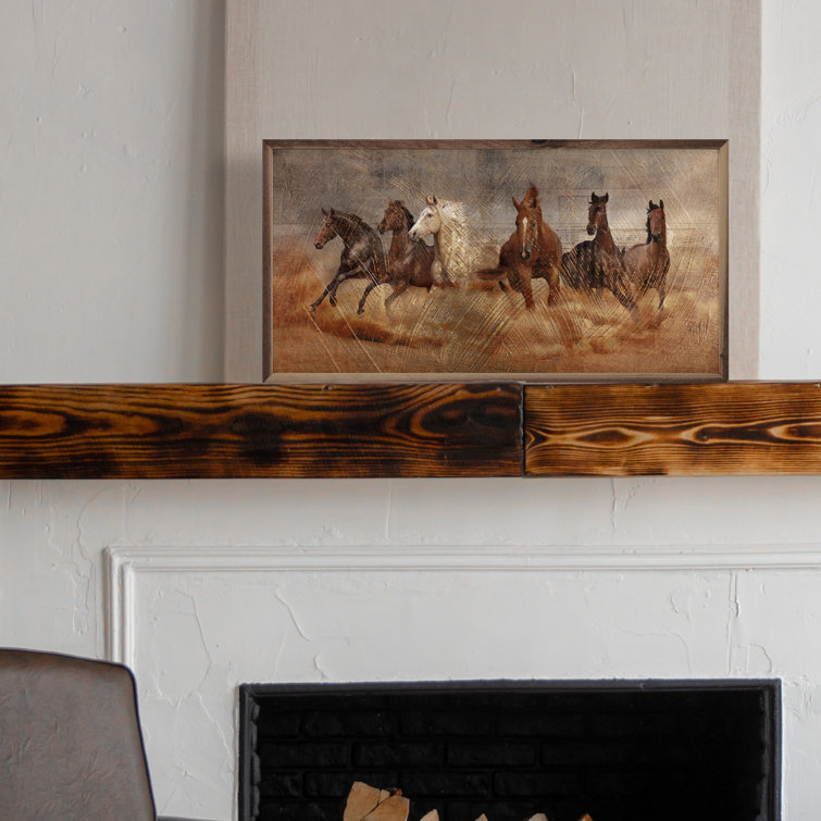 Kendrick Home Gilded Stampede Framed On Wood Print | Wayfair