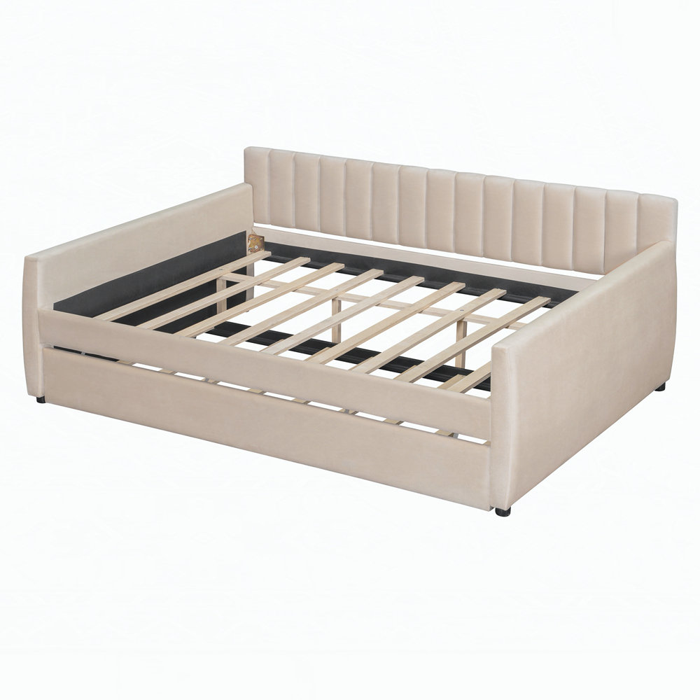 Latitude Run® Versatile Upholstered Daybed with Pull-Out Trundle for ...