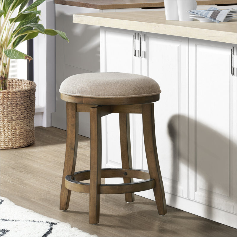 Alaterre Ellie Upholstered Swivel Bar Stool Chairs with Padded Seat and ...