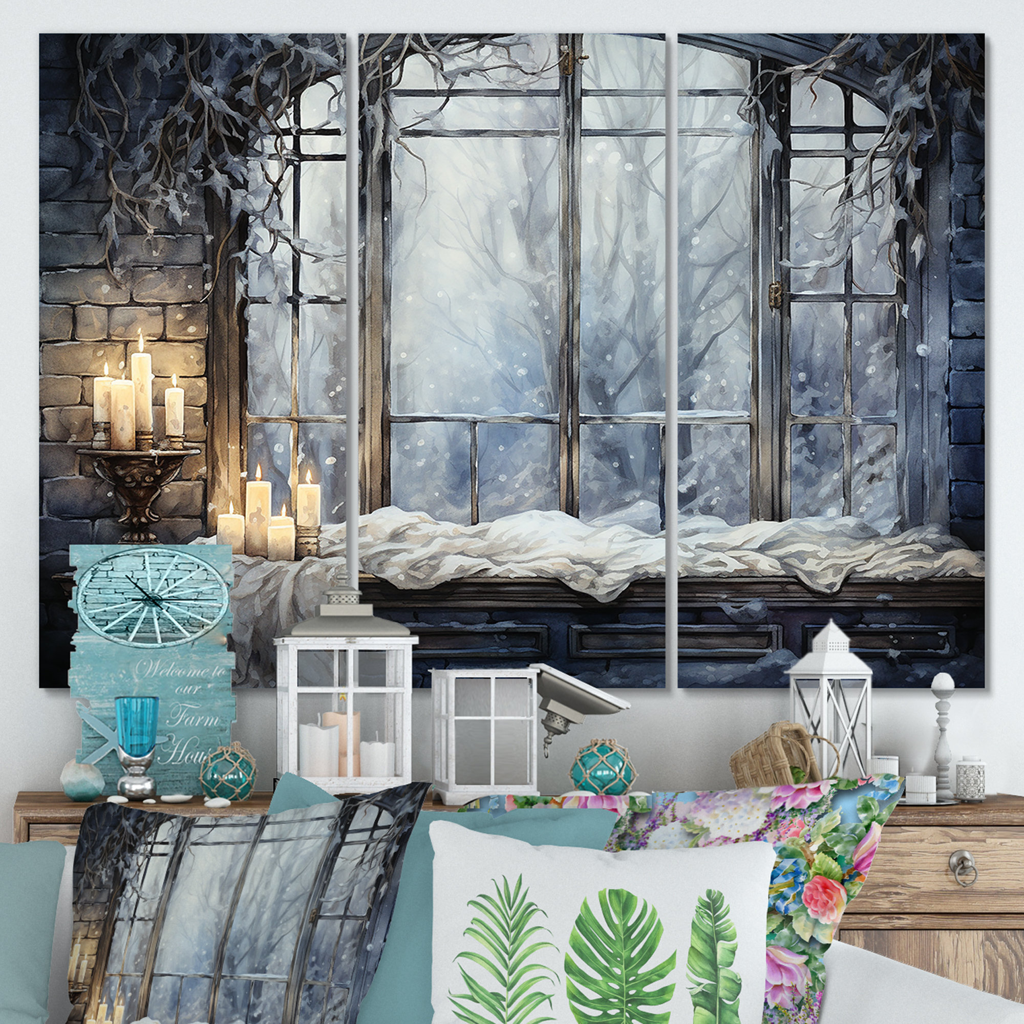 Lark Manor White And Grey Antique Countryside Window Charm - Farmhouse ...