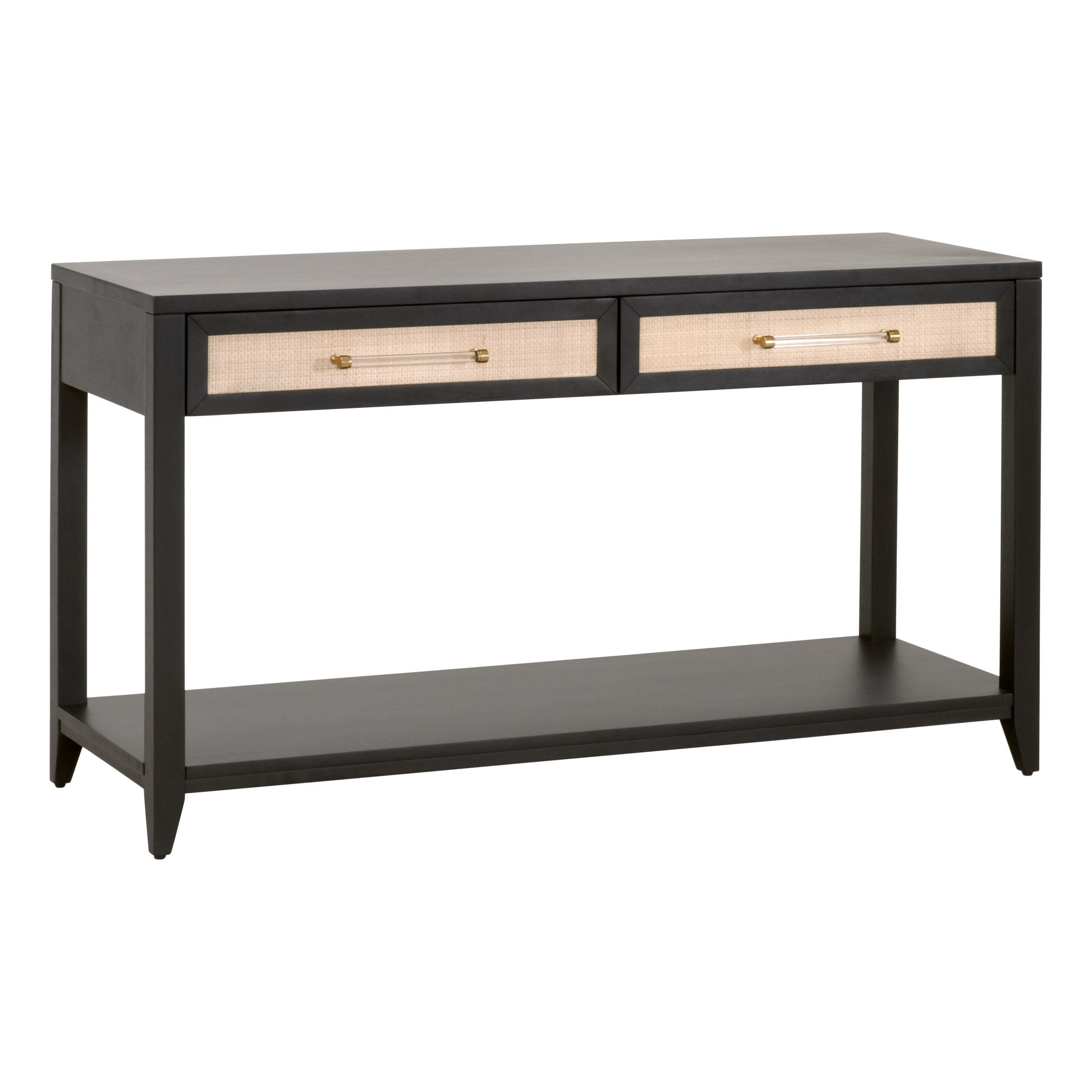 Benjara Kit 54 Inch Wood 2 Drawer Console Table With Shelf, Rattan ...