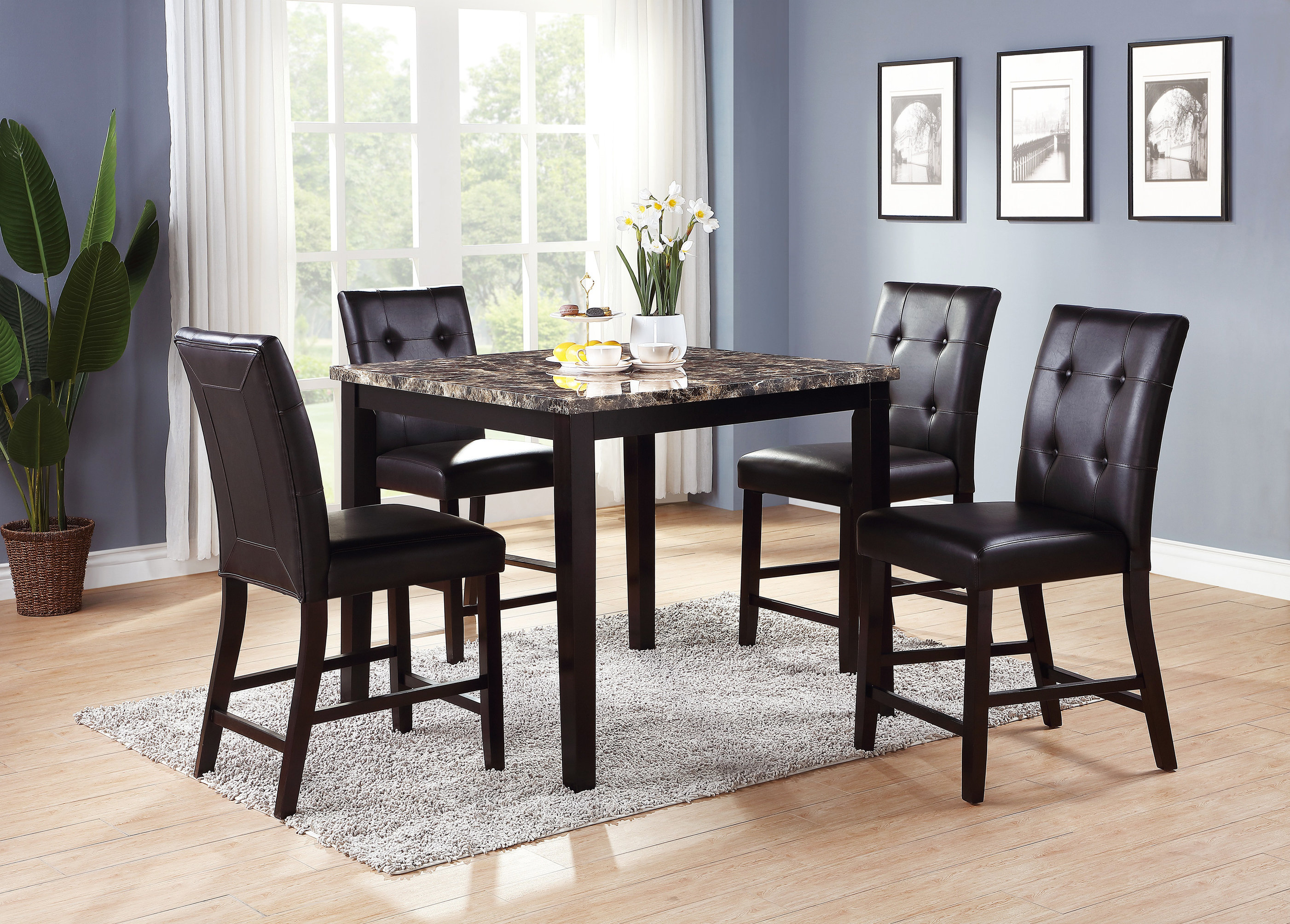 Red Barrel Studio® Contemporary Counter Height Dining 5Pc Set Table W ...