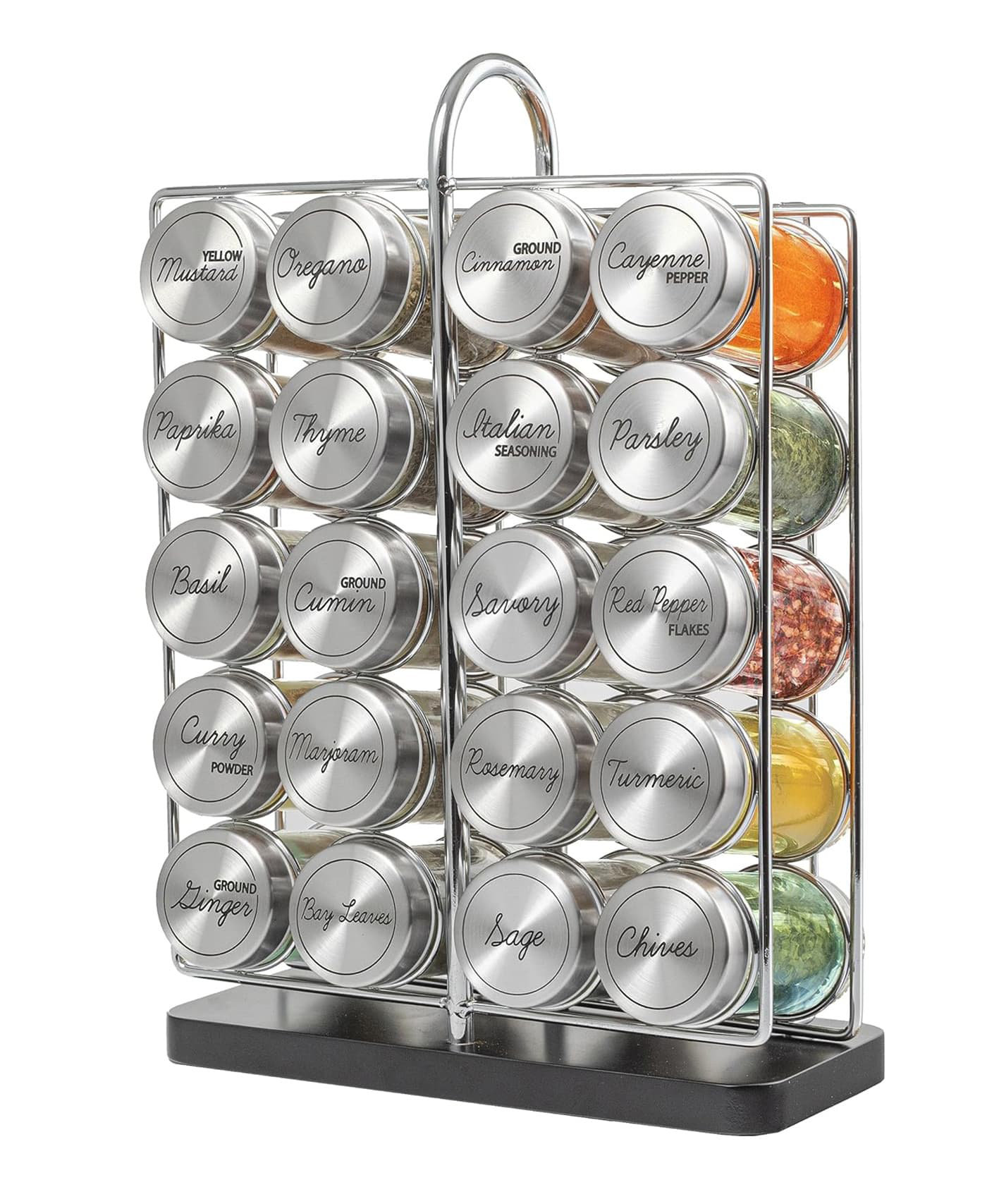 Prep & Savour 20 Jar Stainless Steel Spice Rack Filled with Spices ...