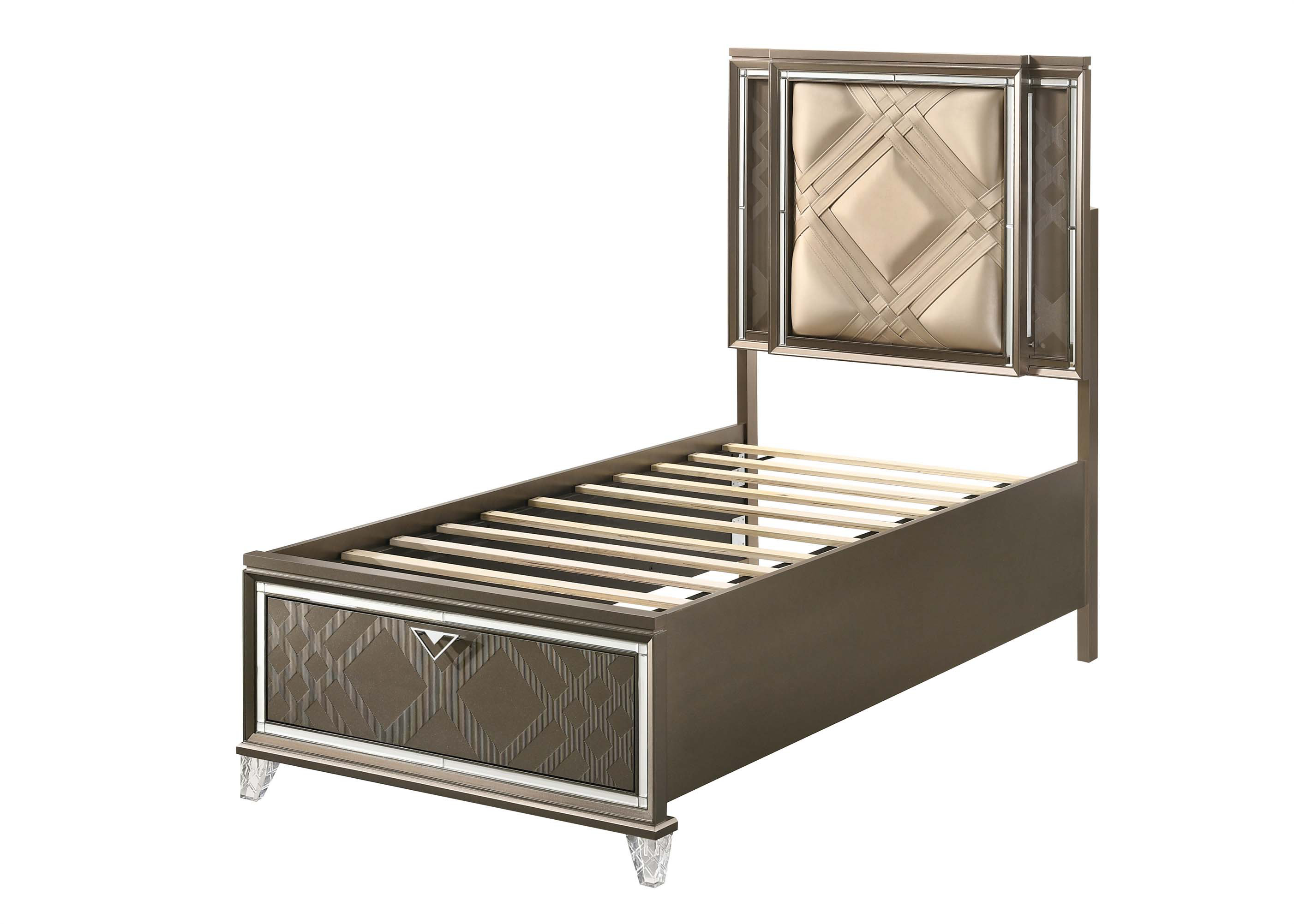 Winston Porter Skylar Bed W/Storage, LED, PU | Wayfair