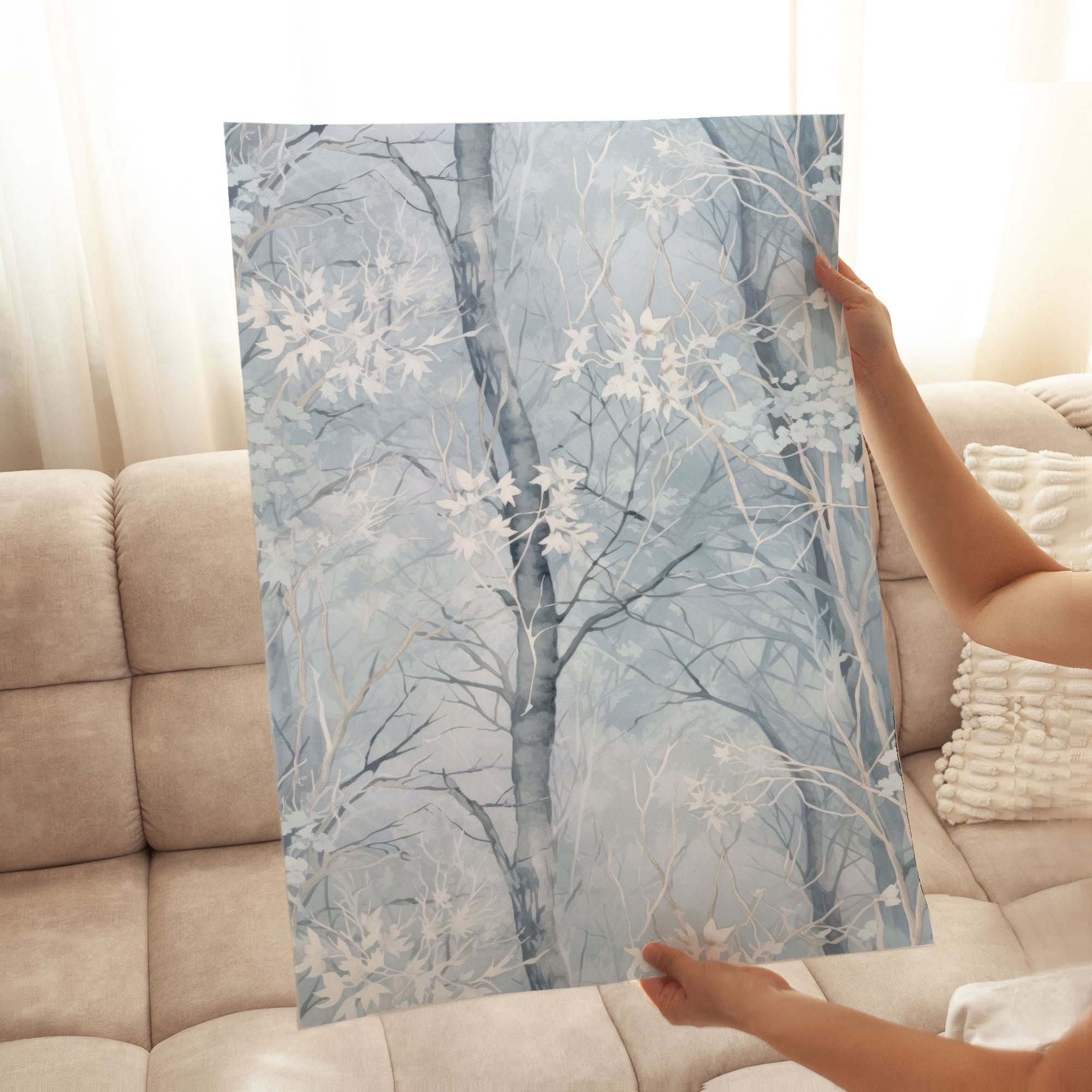 Winston Porter Holiday Blue Winter Forest Trees I Modern Unframed Art ...