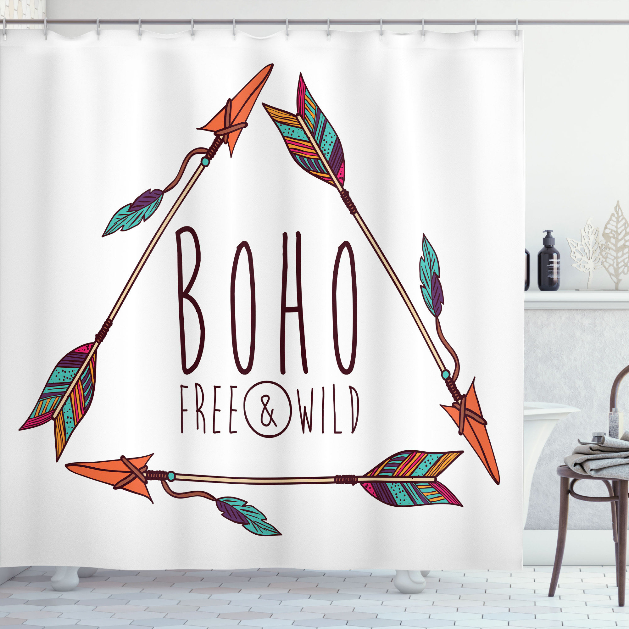 Ambesonne Arrow Shower Curtain Set + Hooks | Wayfair