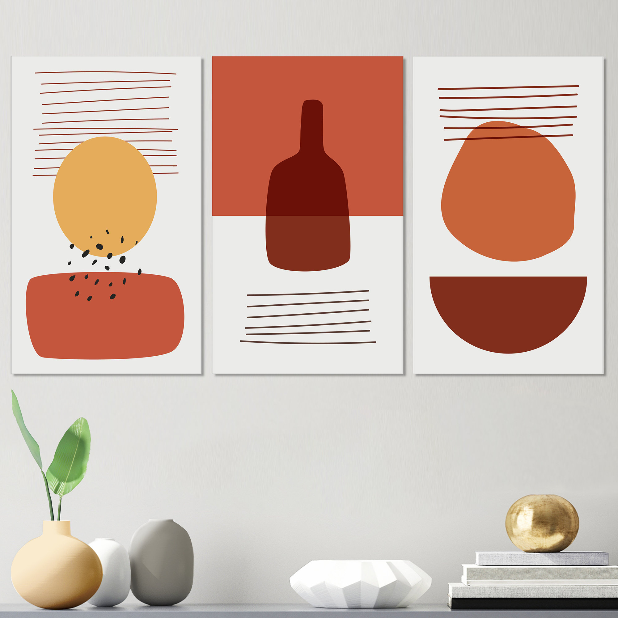 Corrigan Studio® Minimalistic Abstract Designs In Retro Colors V - Mid ...