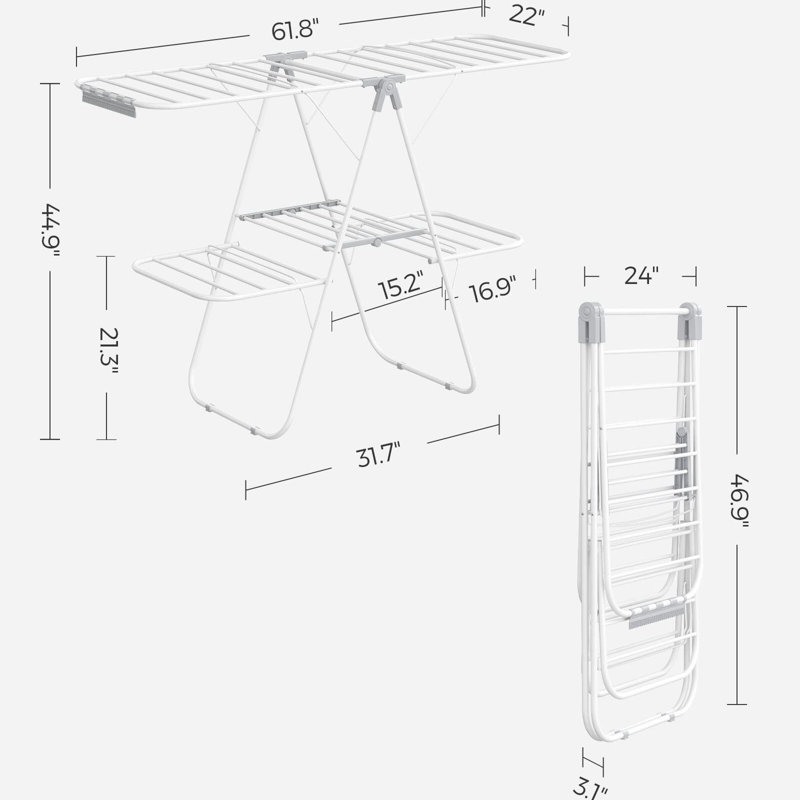 OLHAV Foldable Gullwing Drying Rack with Height-Adjustable Wings | Wayfair