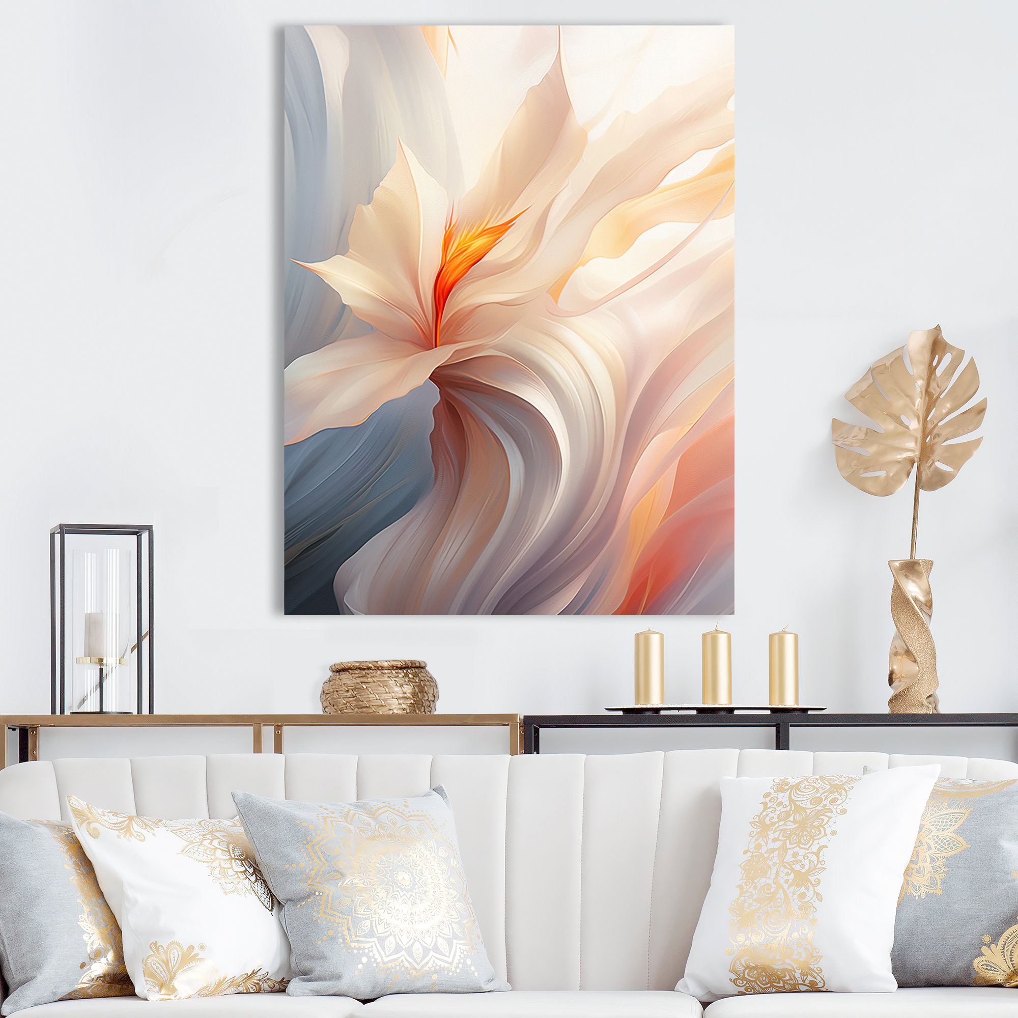 Wrought Studio™ Tender Opulence Whirling White Light Blue Wave - Print ...