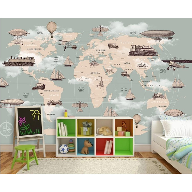 Breakwater Bay World Maps Ellipse Transport Vehicles Removable ...