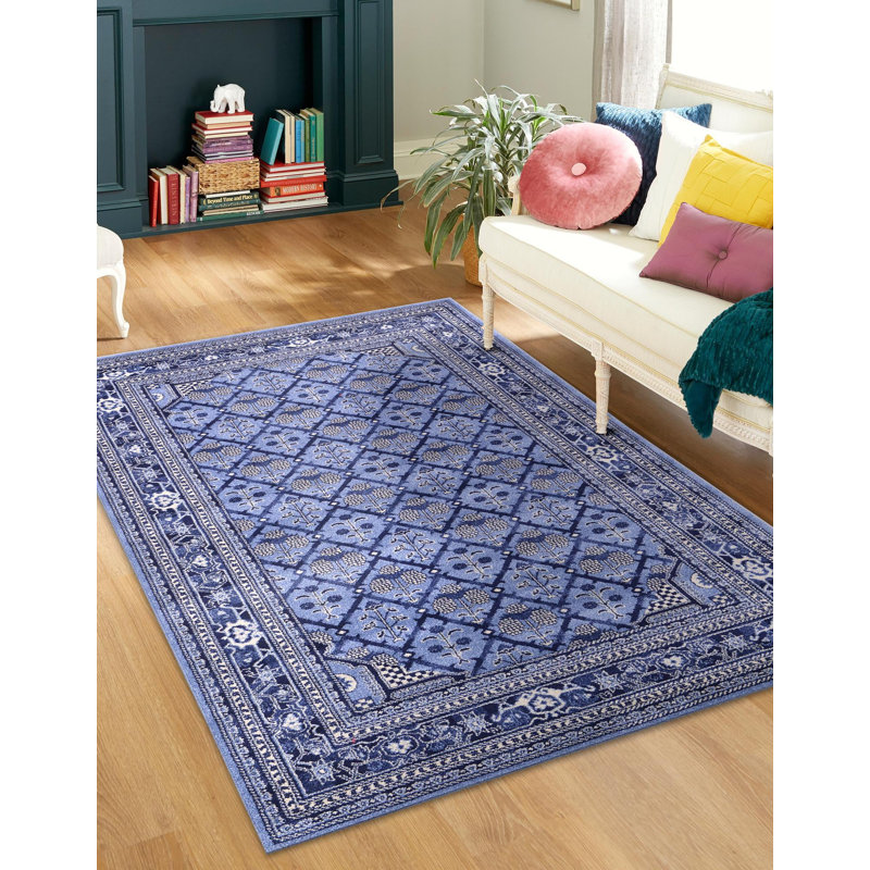 Langley Street Hartle Geometric Blue/ Ivory/Navy Blue/Light Blue Area ...