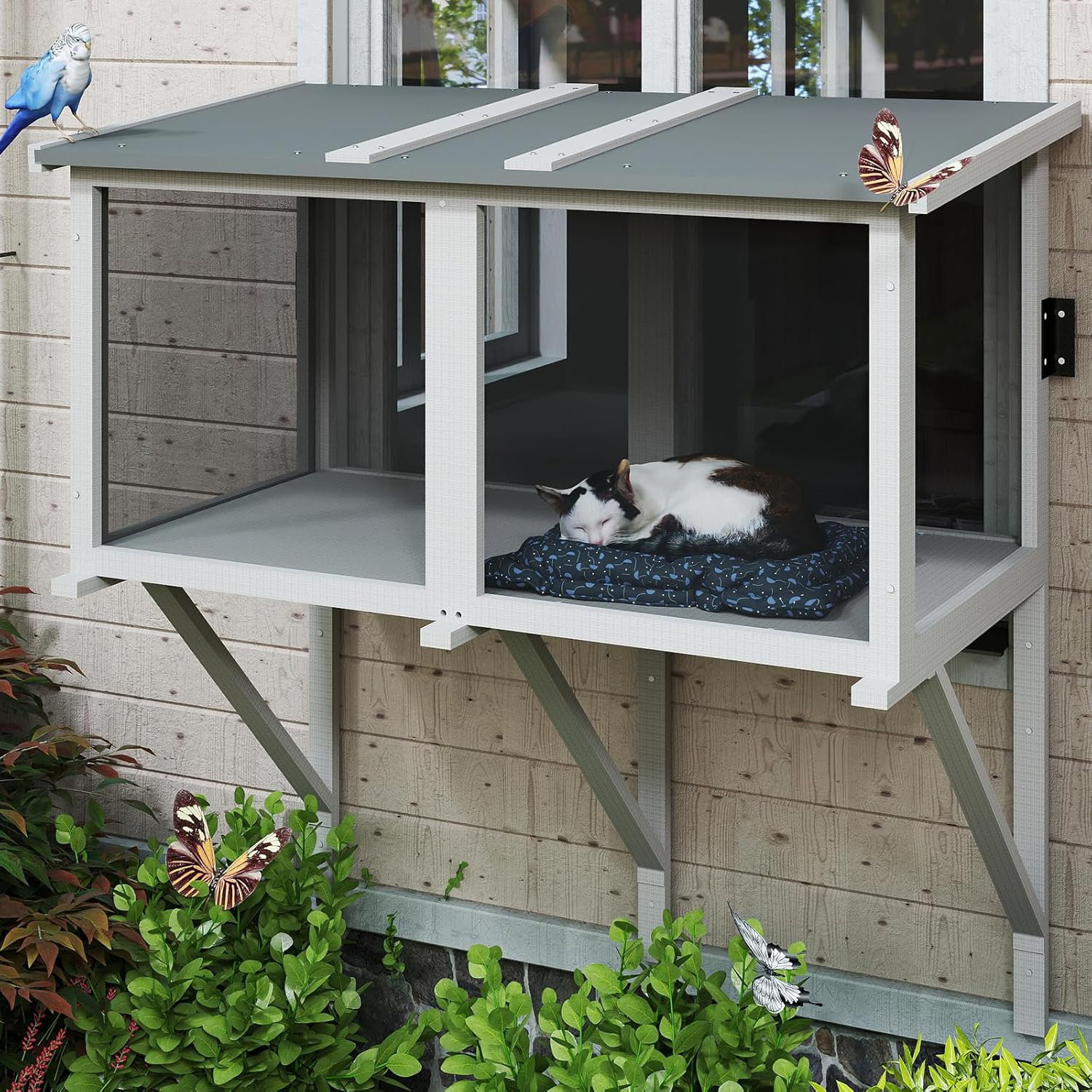 Tucker Murphy Pet™ 46.85" L Cat Window Box,Wooden Cat Window Enclosure ...