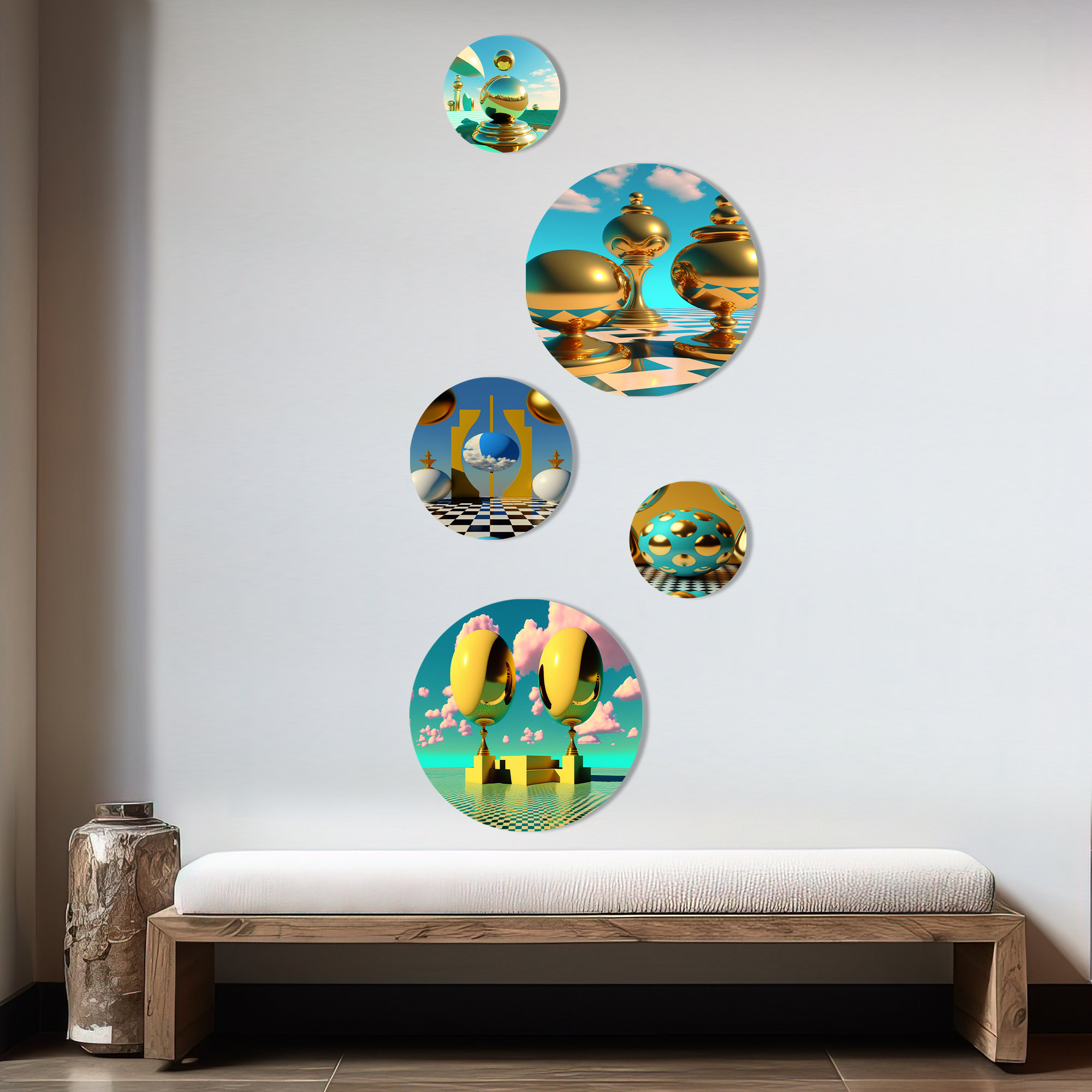 DesignArt Golden Spheres Infinity I - City Metal Wall Décor - Wayfair ...