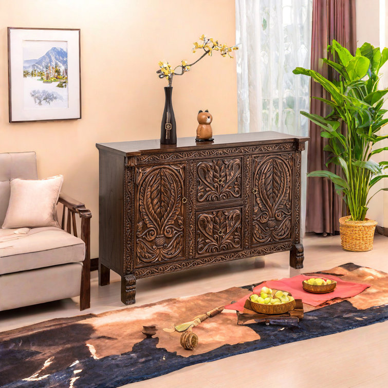 HomeCanvas Southeast Asian Style Carved Wood Sideboard. 54.33 ...