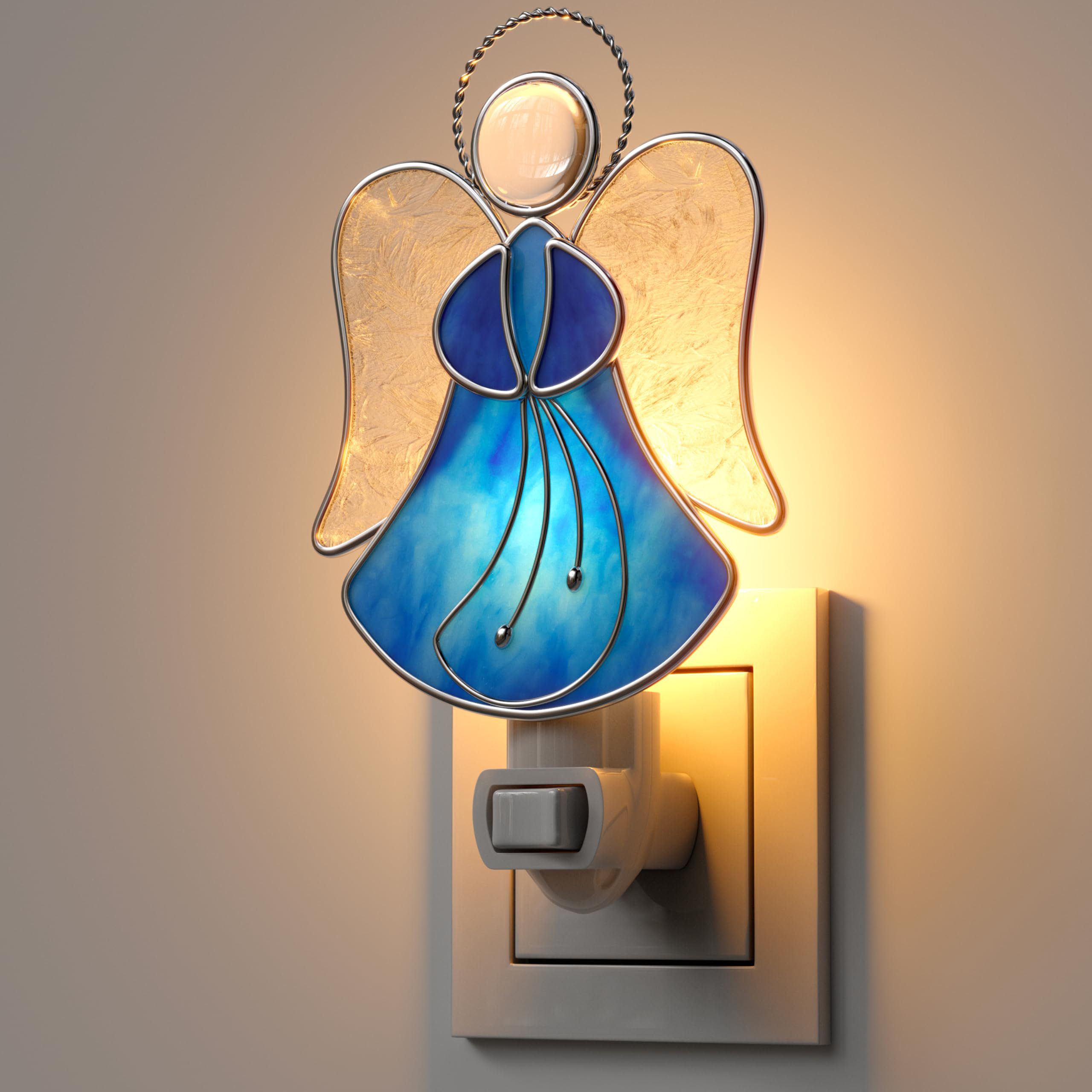 tangmaikeji Stained Glass Angel Night Lights Plug Into Wall, Angel ...