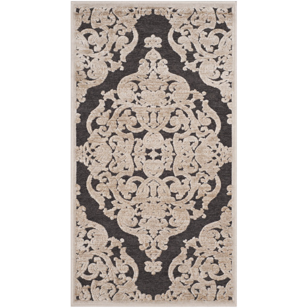 Rosdorf Park Minto Viscose Stone/Anthracite Rug | Wayfair