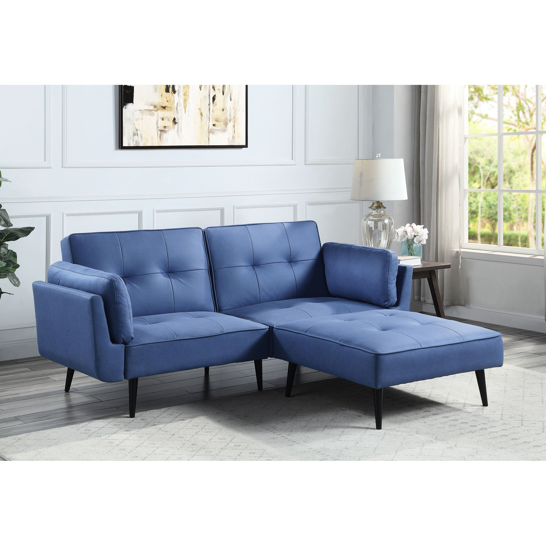 Ebern Designs Adjustable Blue Fabric 2 - Seat & , Foam Density D40, Kd ...