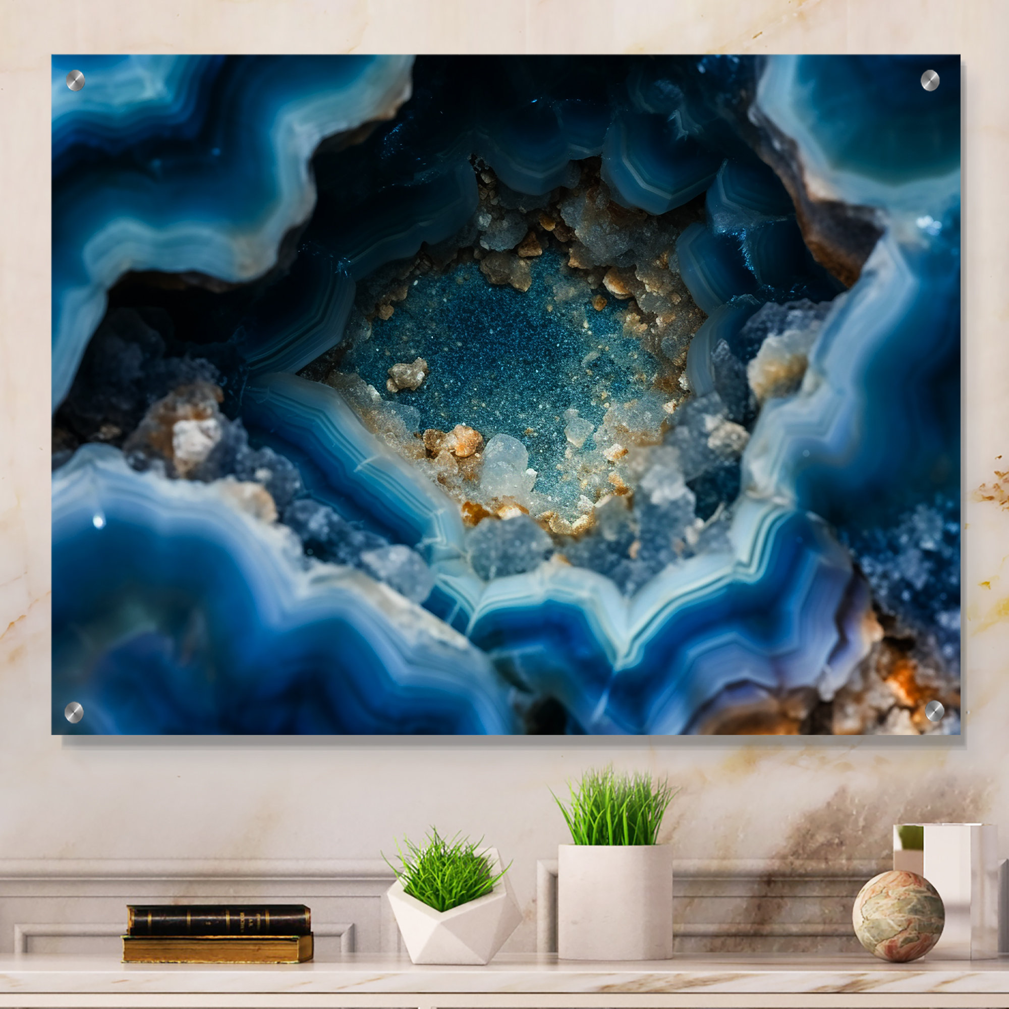 Design Art Geode Gems I - Stone Geode Acrylic Wall Art For Living Room ...