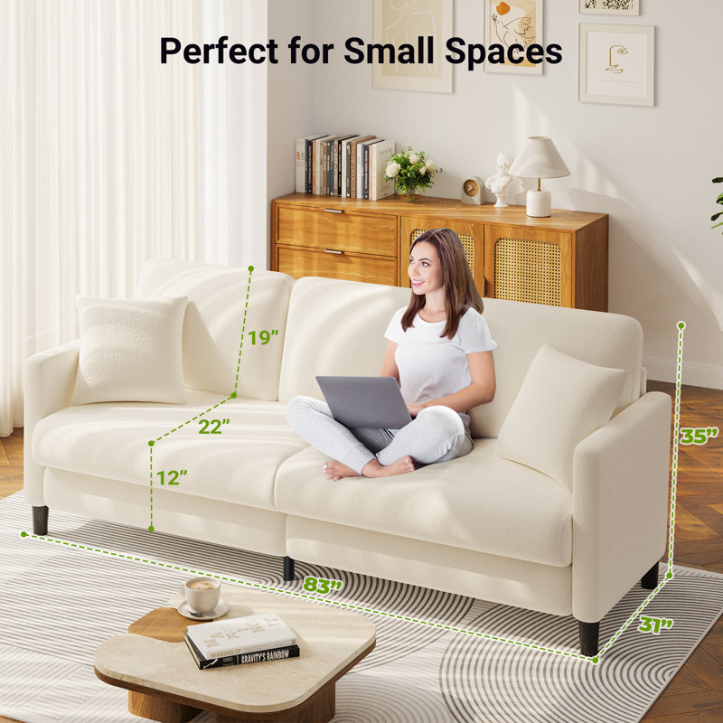 Ebern Designs Febo 83'' Square Arms Teddy Sofa Solid Wood Frame with ...