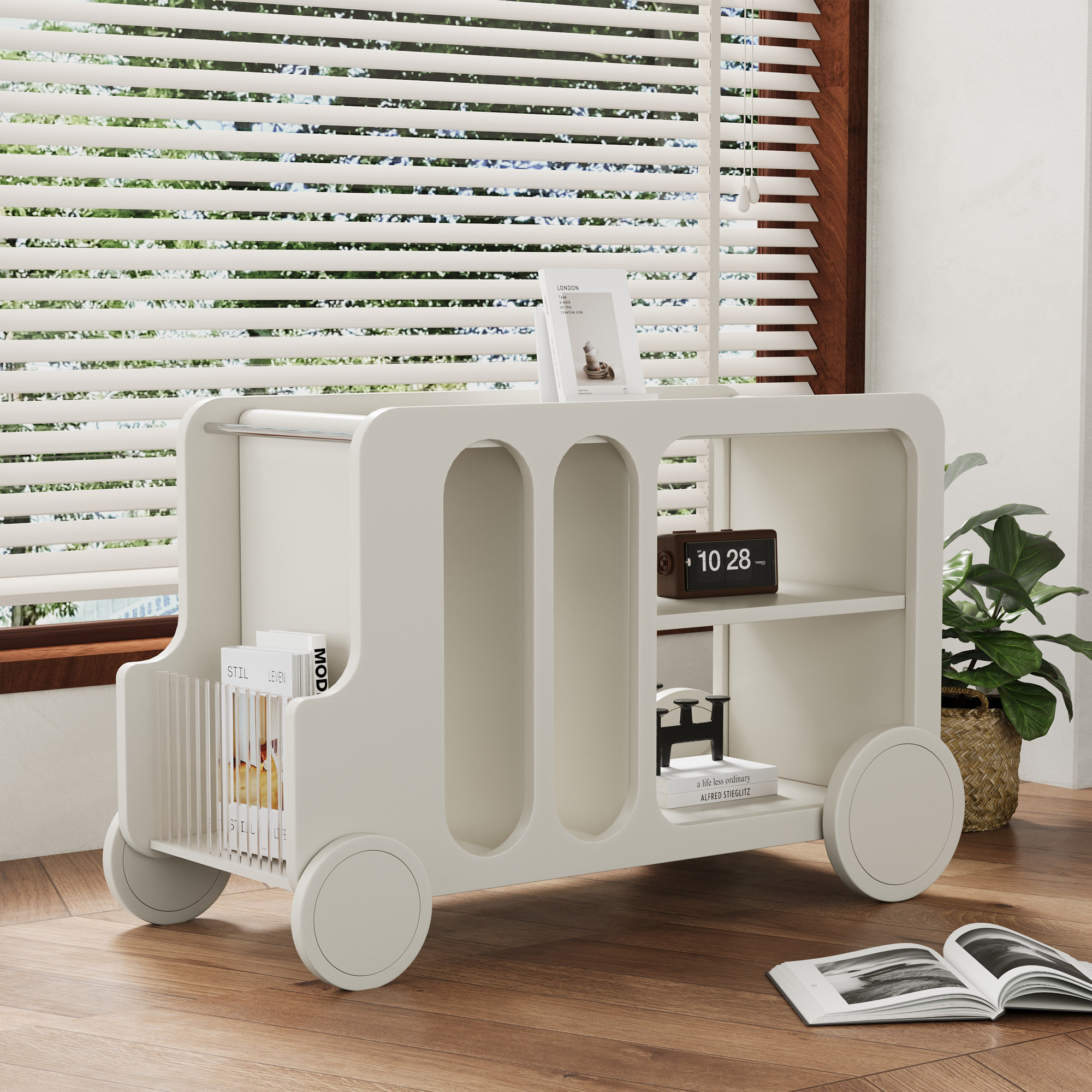 Ivy Bronx Modern White Side Table With Open Storage Small Side Table ...