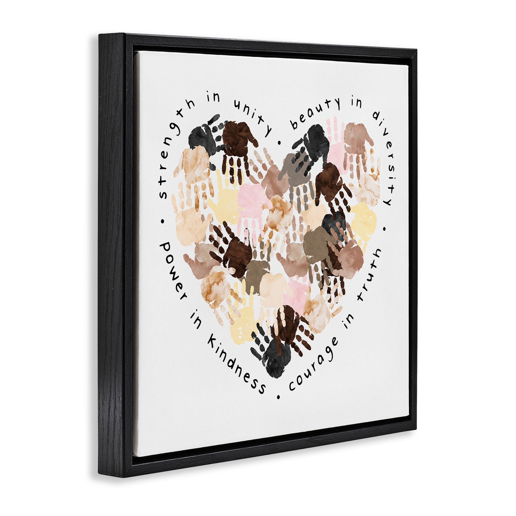 Trinx Powerful Strength In Unity Heart Framed Floater Canvas Wall Art ...