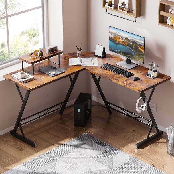 Steelside™ Lacey L-Shaped Metal Base Computer Desk & Reviews | Wayfair